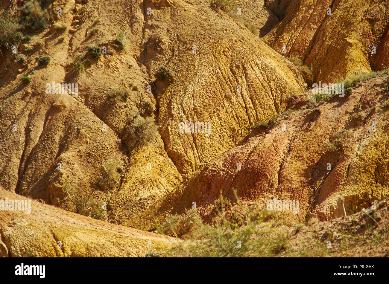 Fairy Tale Canyon, rock formations on the Issyk-Kul lake. Kyrgyzstan ...