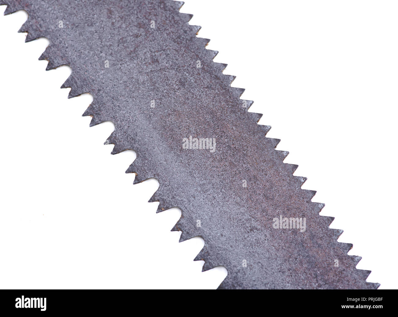 Old fashioned , vintage hand saw with back tuttle tooth isolated on ...