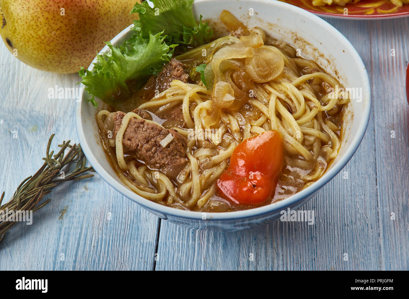 Xinjiang-style noodle soup, Uyghur cuisine, Asia Traditional assorted ...