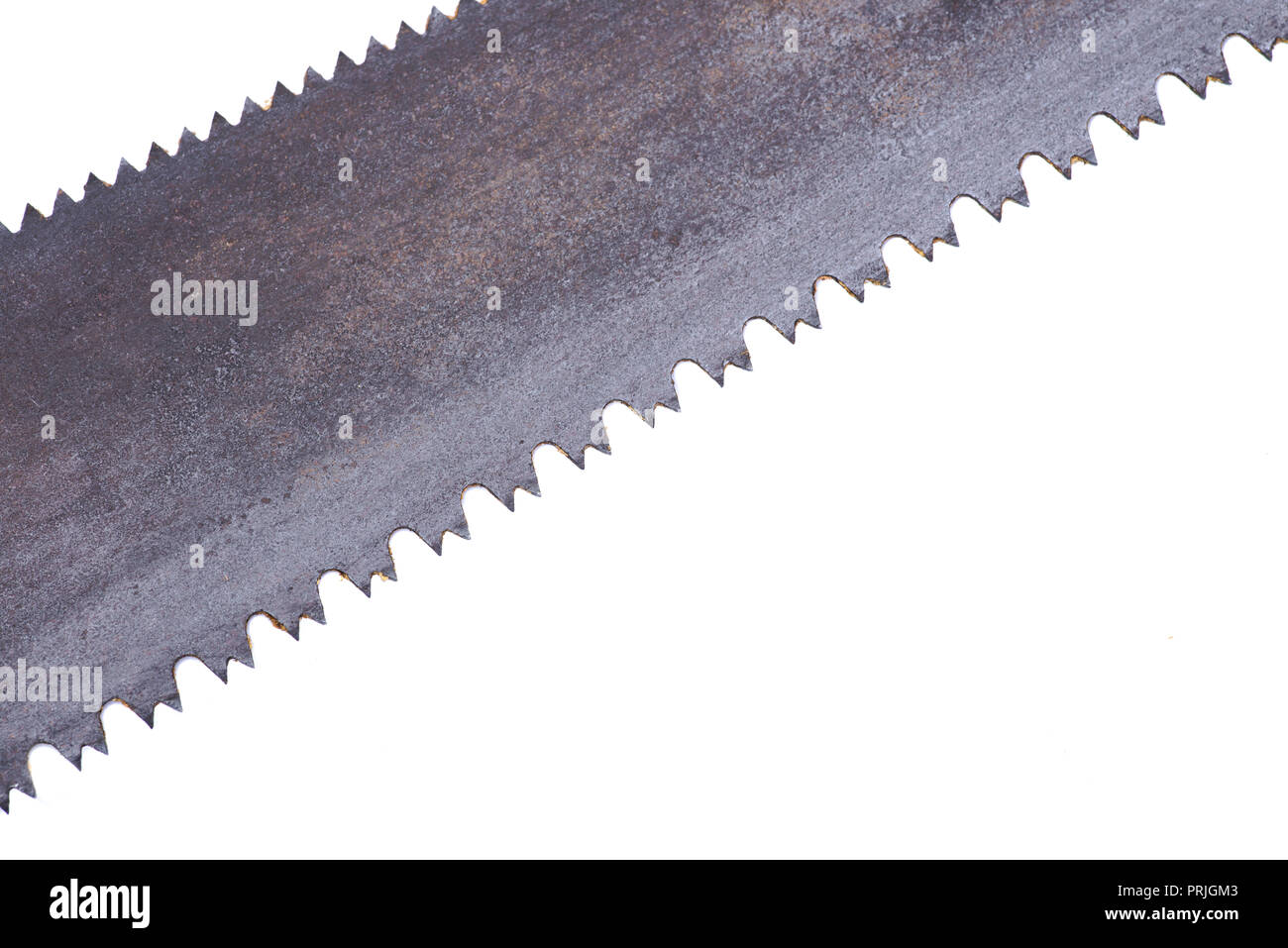 Old fashioned , vintage hand saw with back tuttle tooth isolated on ...