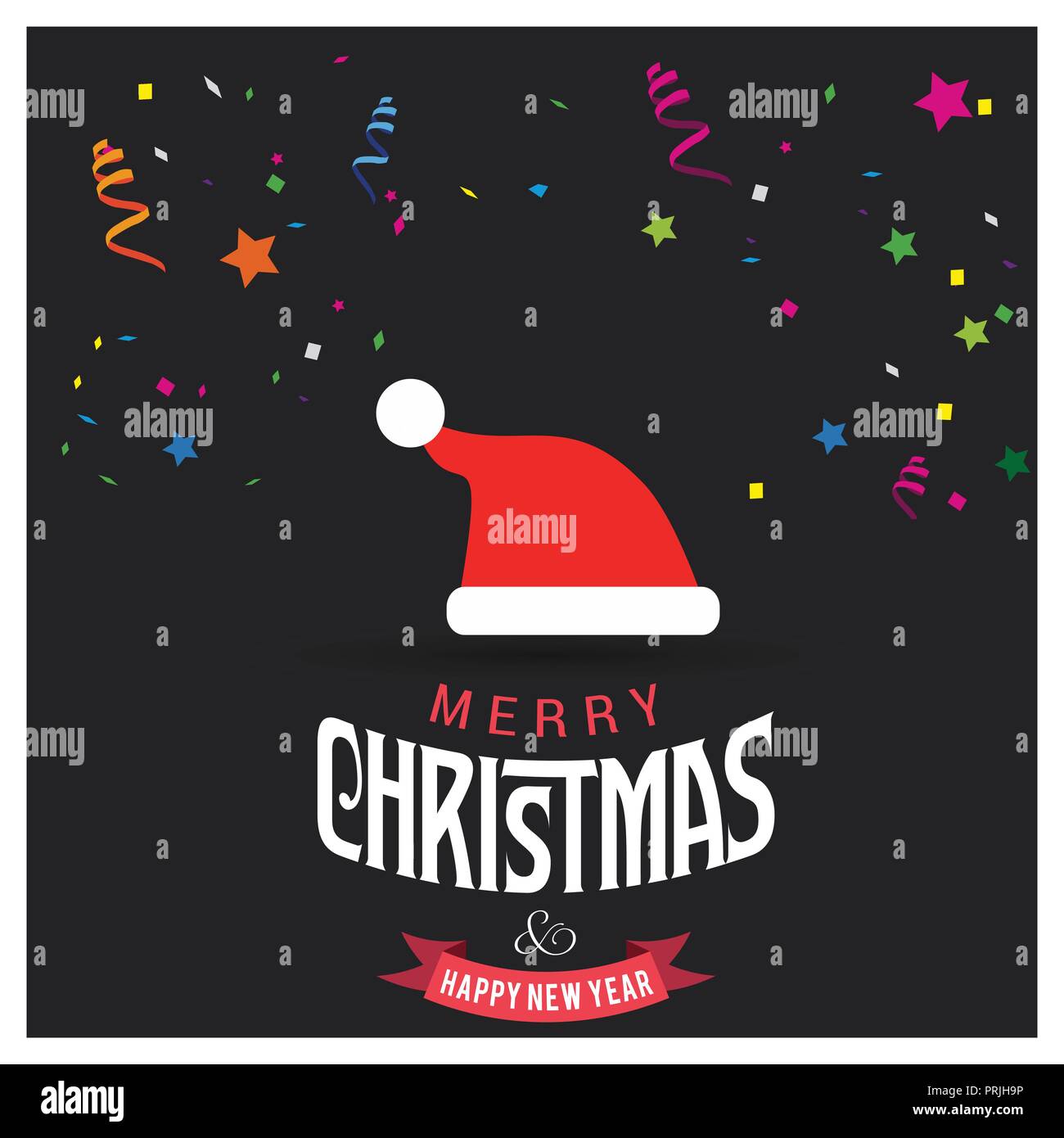 Merry Christmas card design with creative typography and dark ...