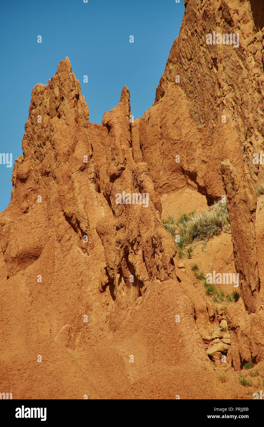 Fairy Tale Canyon, rock formations on the Issyk-Kul lake. Kyrgyzstan ...