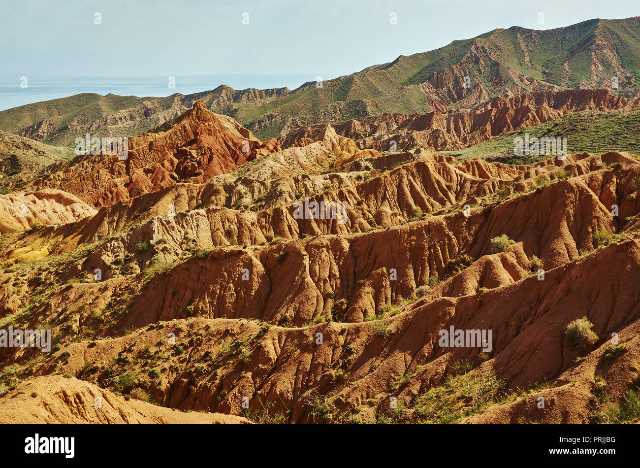 Fairy Tale Canyon, rock formations on the Issyk-Kul lake. Kyrgyzstan ...