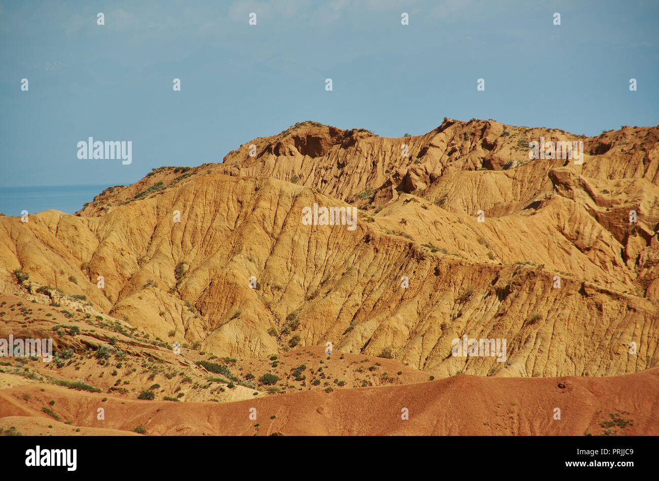 Fairy Tale Canyon, rock formations on the Issyk-Kul lake. Kyrgyzstan ...