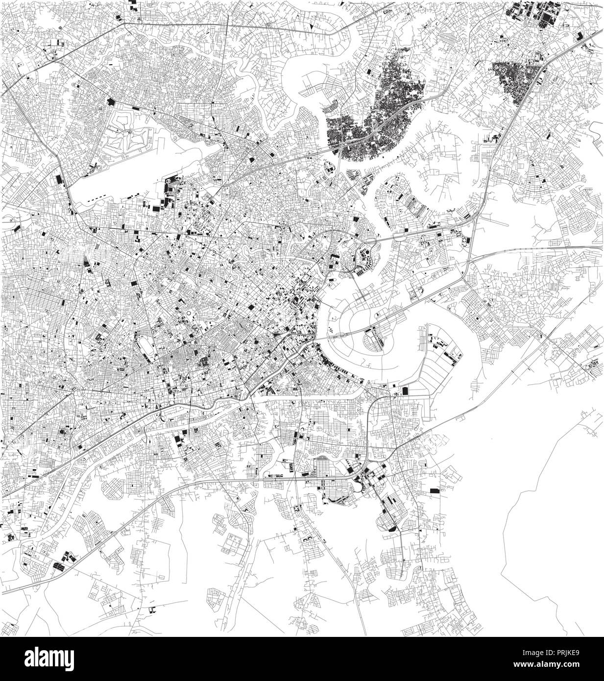 Satellite map of Ho Chi Minh, Vietnam, city streets. Street map, city ...