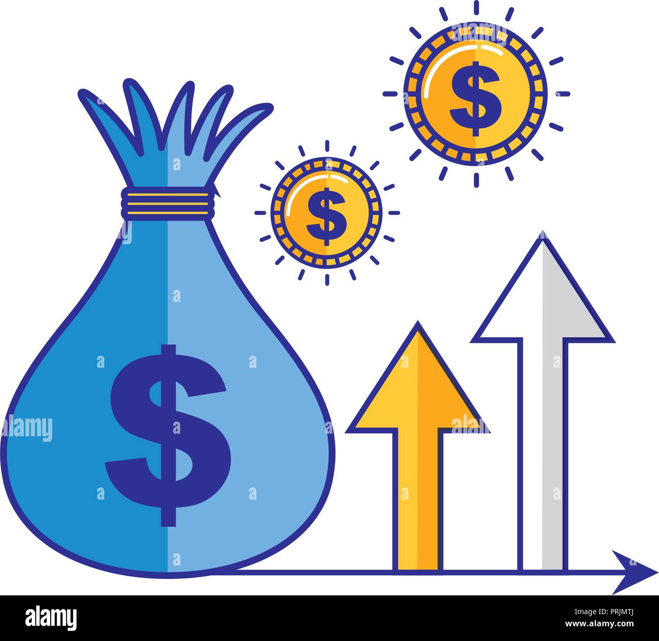 money bag coins currency and arrow growth Stock Vector Image & Art - Alamy