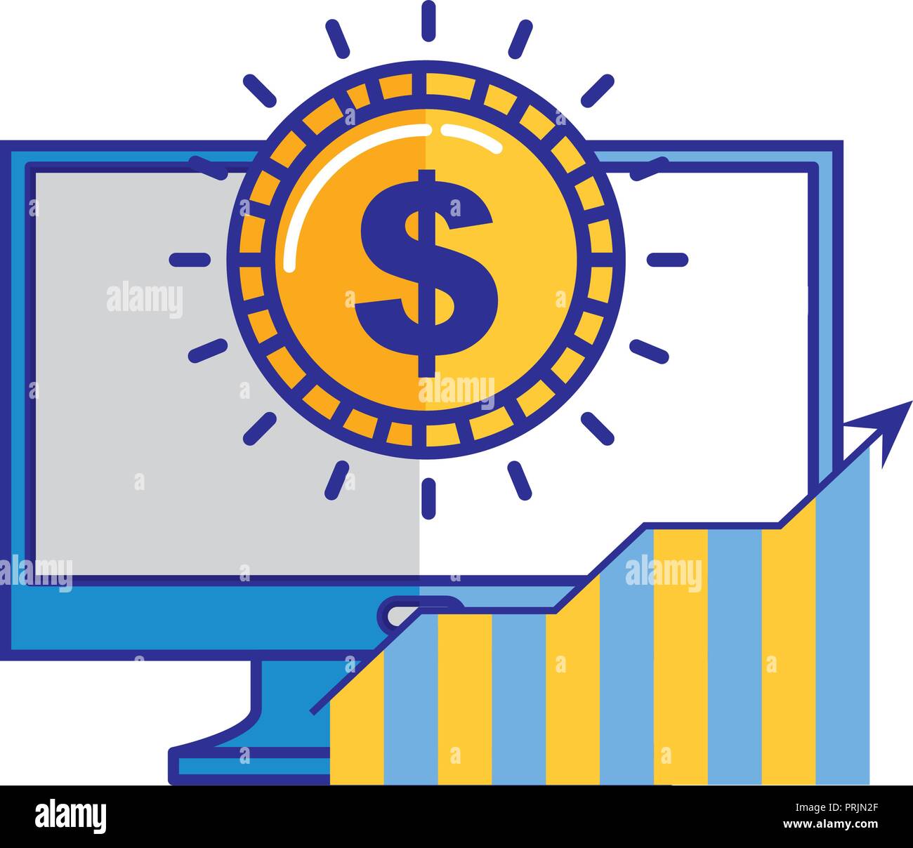 computer coin dollar money statistics growth Stock Vector Image & Art ...