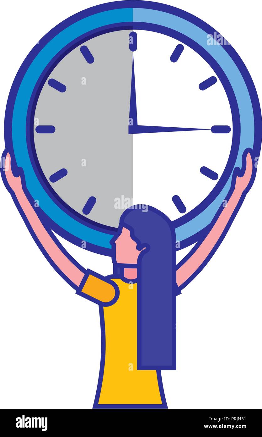 Woman holding alarm clock Stock Vector Images - Alamy