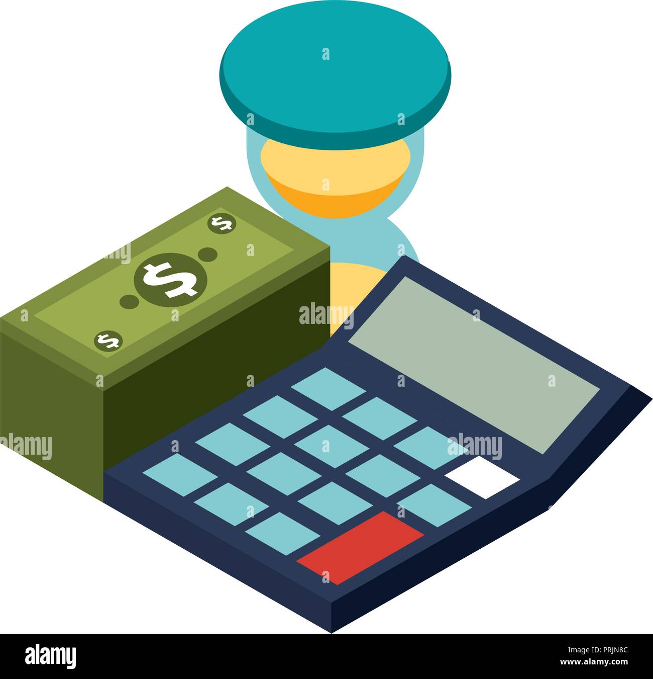 calculator math with stack bill dollar and hourglass Stock Vector Image ...