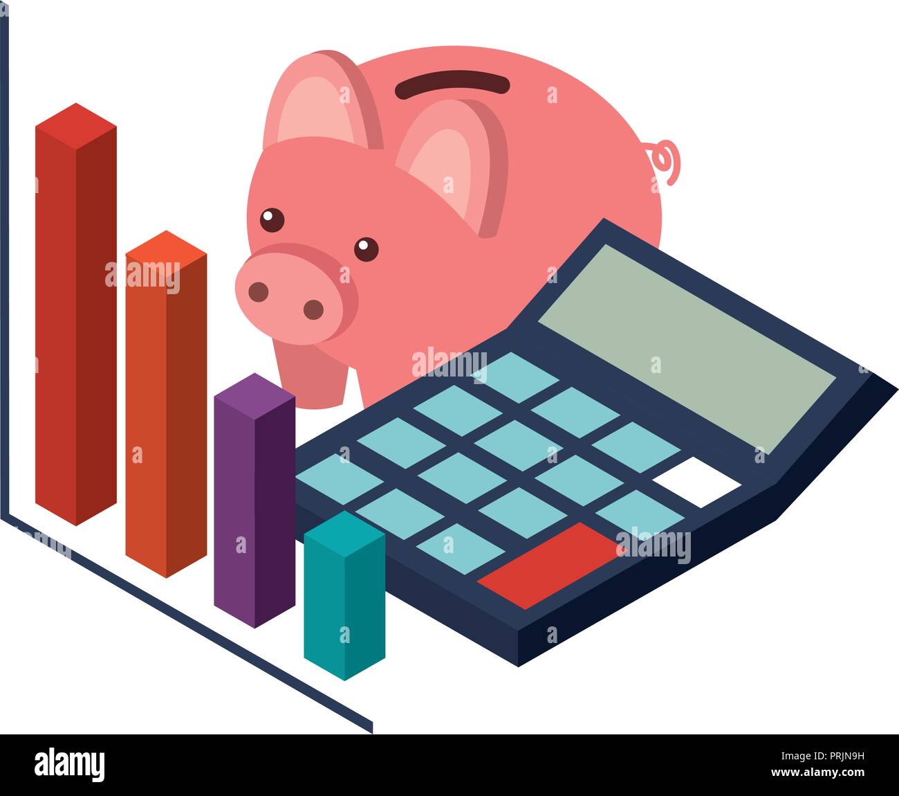 calculator math with saving piggy and statistic graphic Stock Vector ...