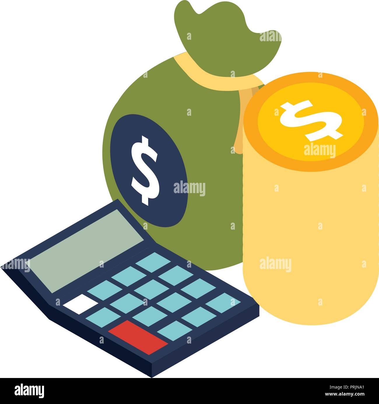 calculator math with bag money and coin dollar Stock Vector Image & Art ...