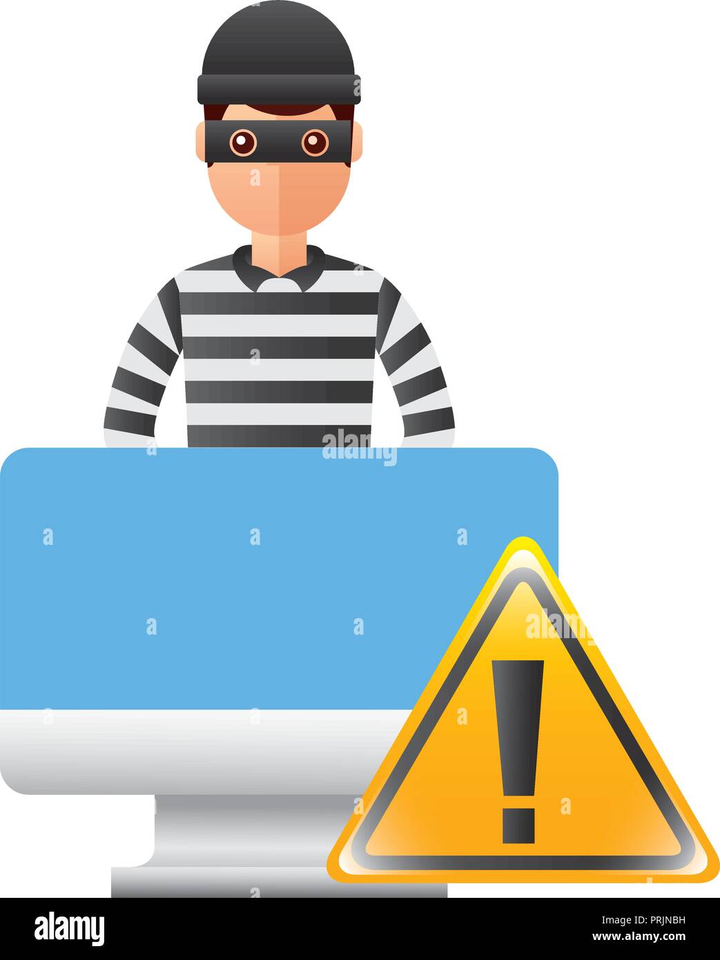 thief man with monitor and warning signage Stock Vector Image & Art - Alamy