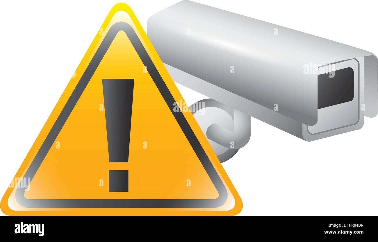 cctv camera with warning signage isolated icon Stock Vector Image & Art ...