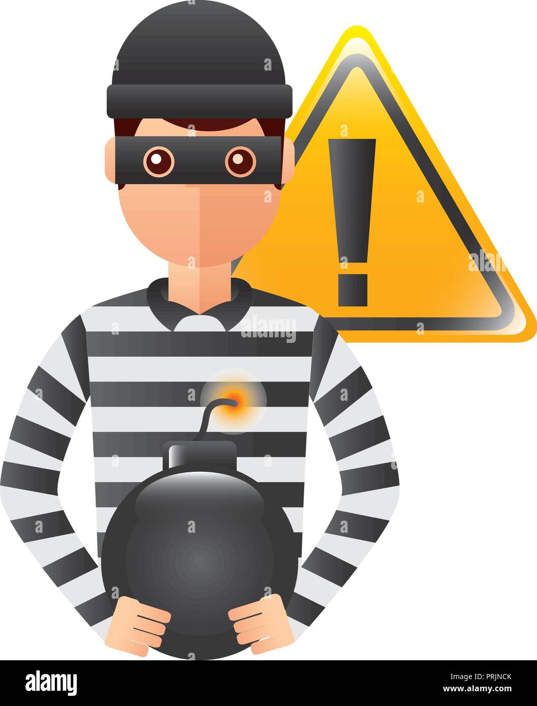 thief man with warning signage and bomb explosive Stock Vector Image ...
