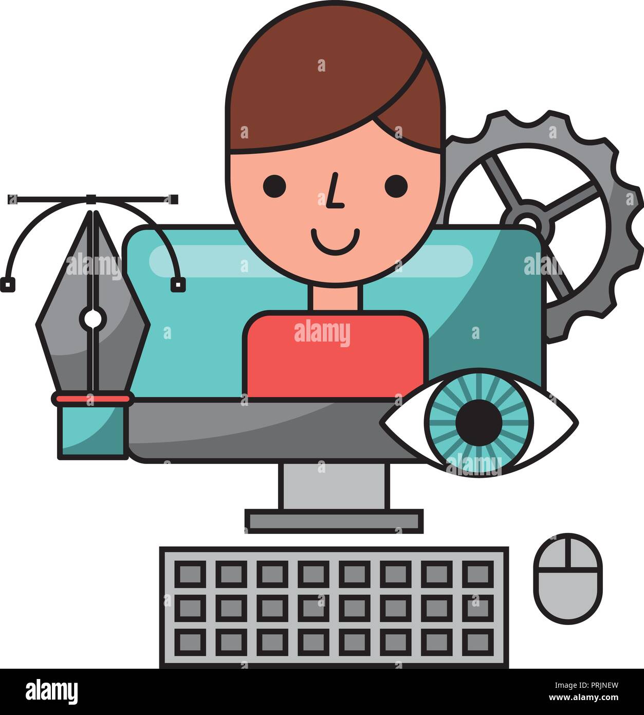 Computer monitor eye isolated icon hi-res stock photography and images ...