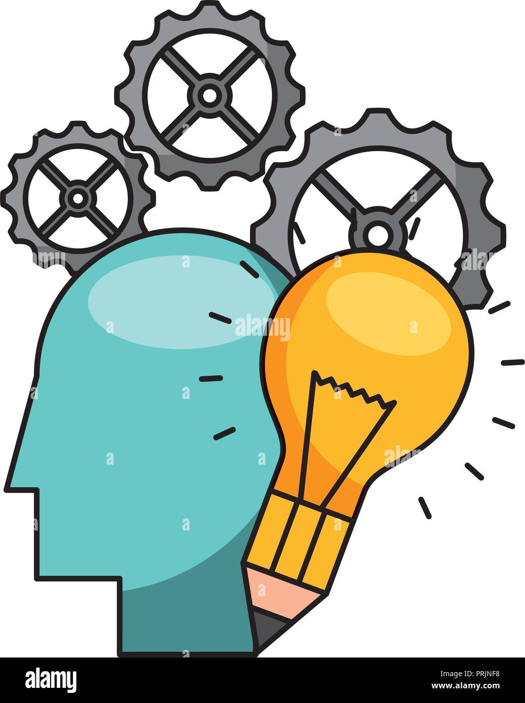 light bulb with profile and gears Stock Vector Image & Art - Alamy