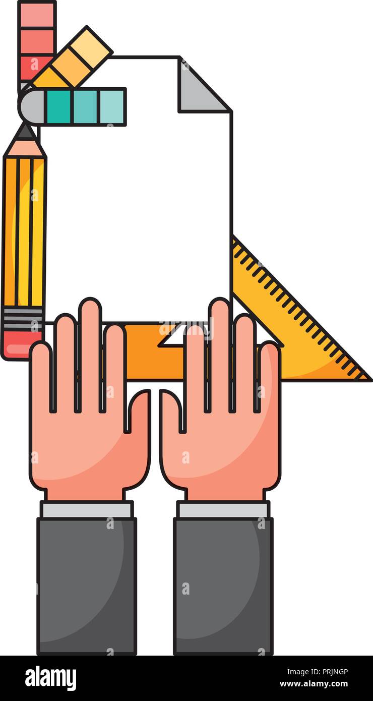 hand with metric ruler and icons Stock Vector Image & Art - Alamy