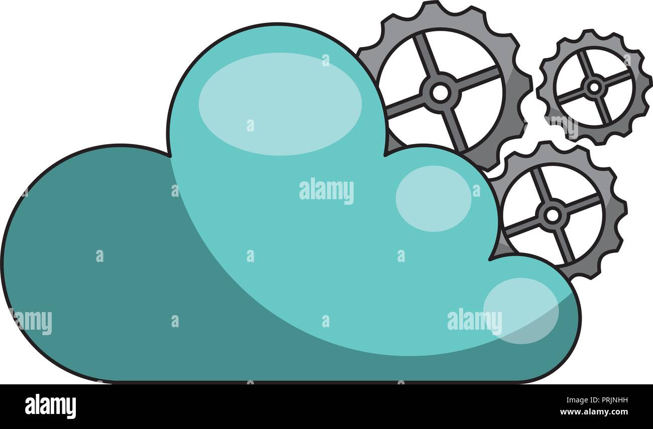 cloud computing with gear machine isolated icon Stock Vector Image ...