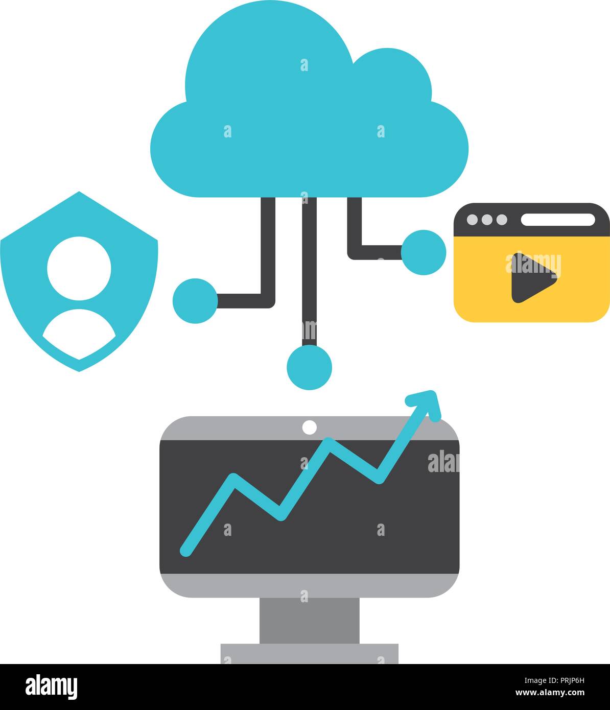 Cloud Computing Connection Computer Big Data Security Stock Vector
