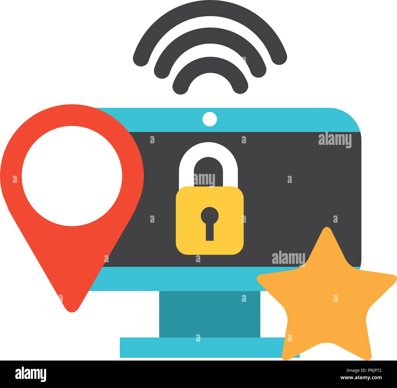 computer location pin internet big data security Stock Vector Image ...