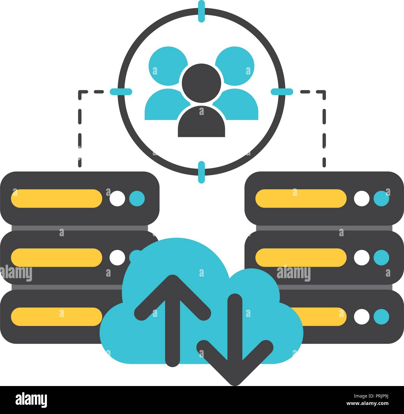 Database Server Cloud Computing Connection Data Security Stock Vector