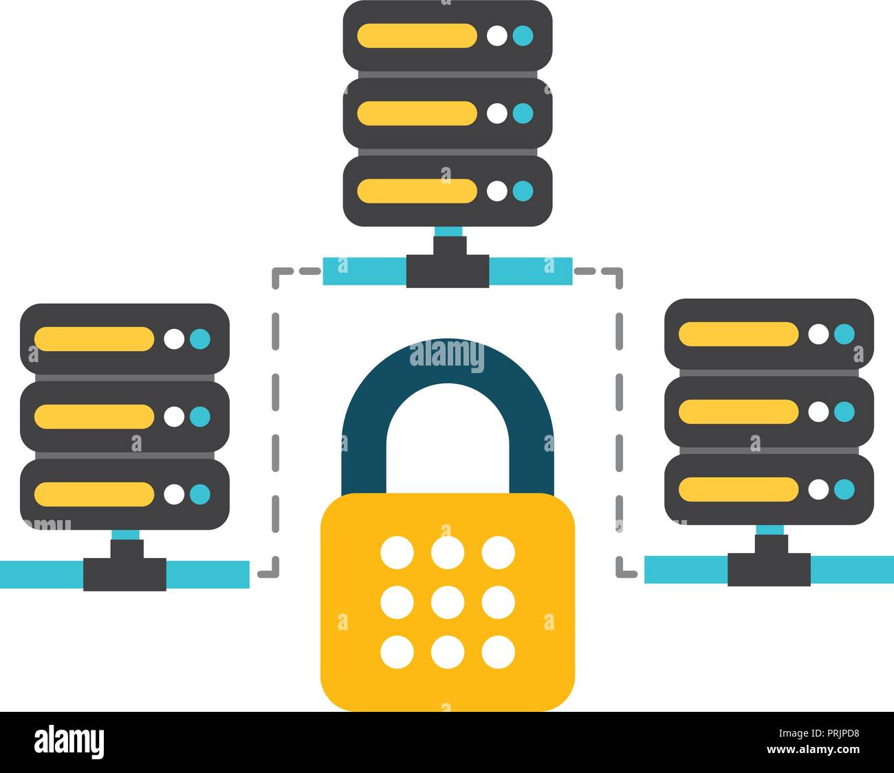 padlock security connected database center fintech Stock Vector Image ...