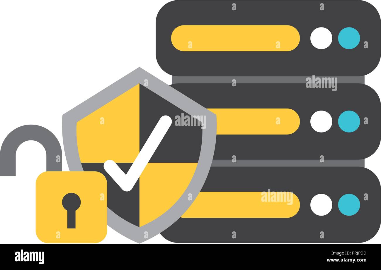 database center shield protection security fintech Stock Vector Image ...