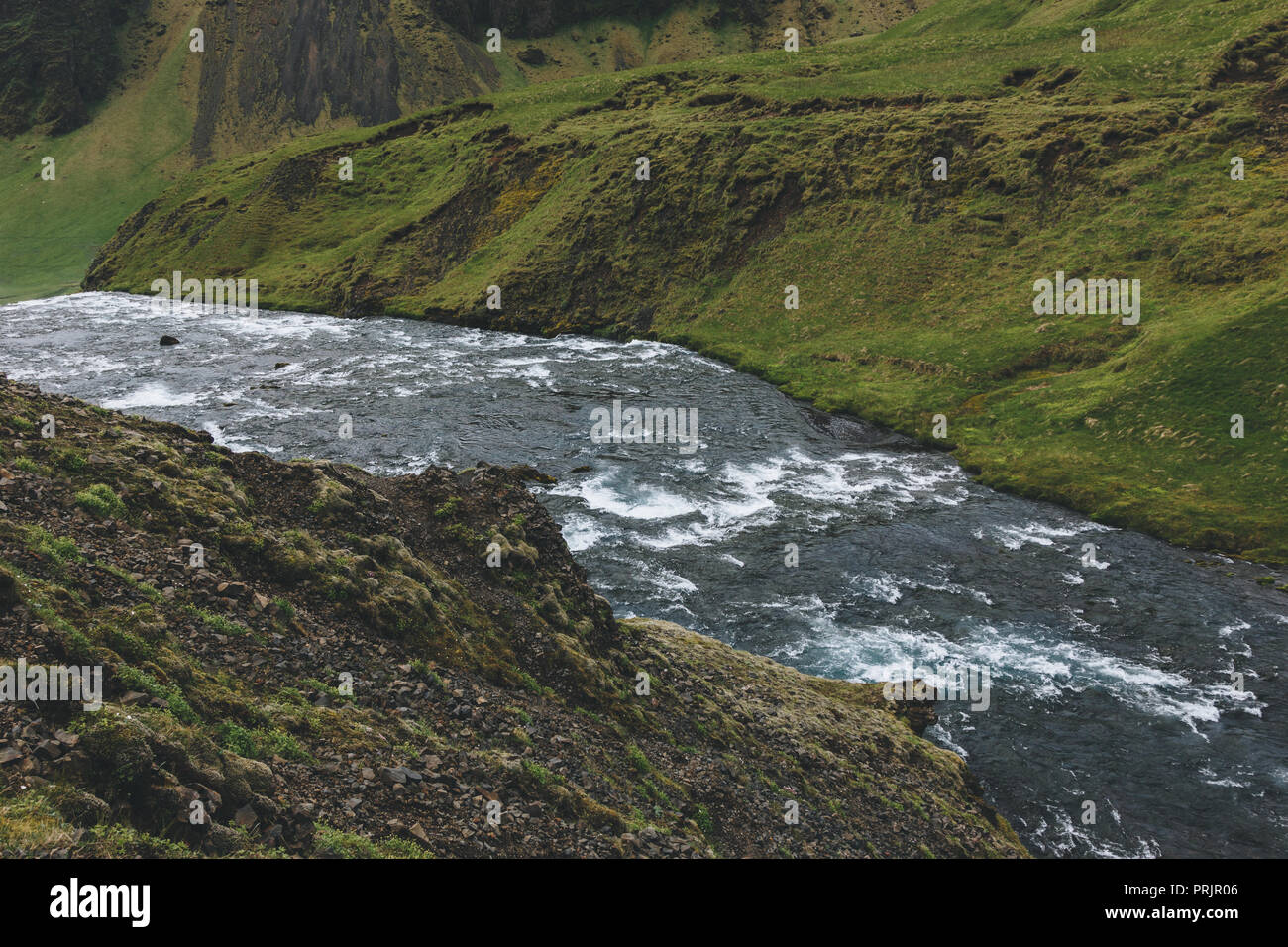 beautiful Skoga river flowing through highlands in Iceland Stock Photo ...
