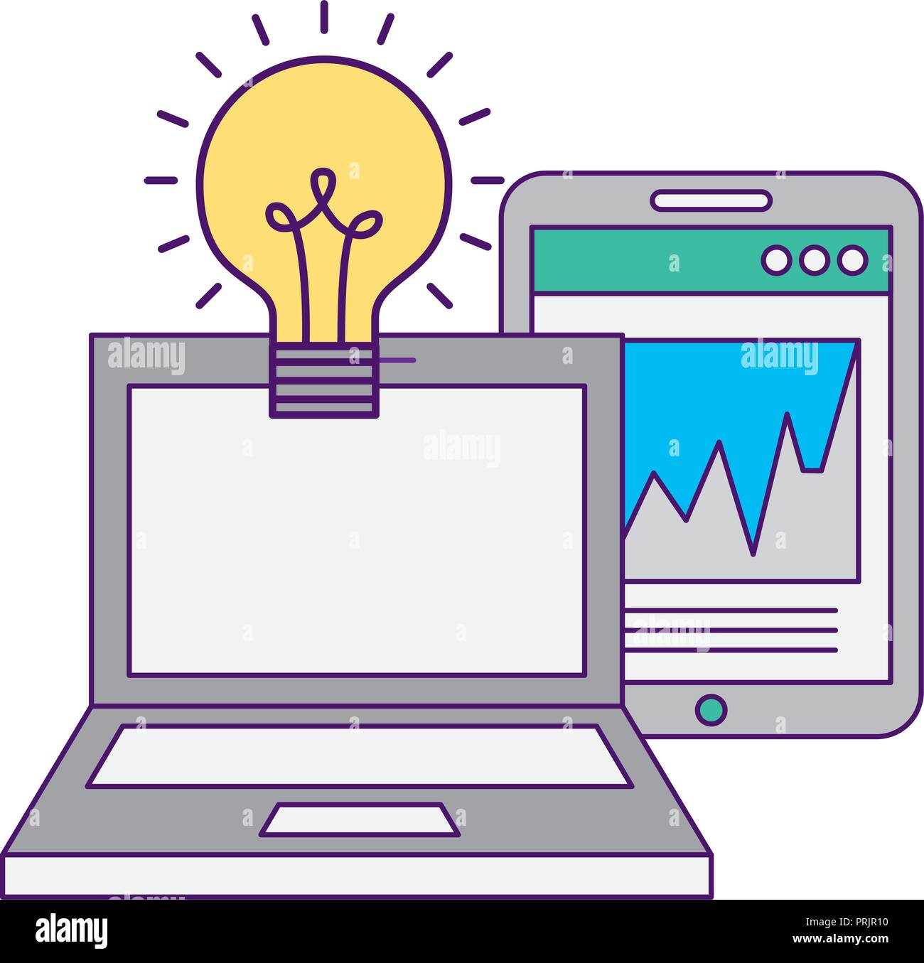laptop computer bulb idea smartphone chart Stock Vector Image & Art - Alamy