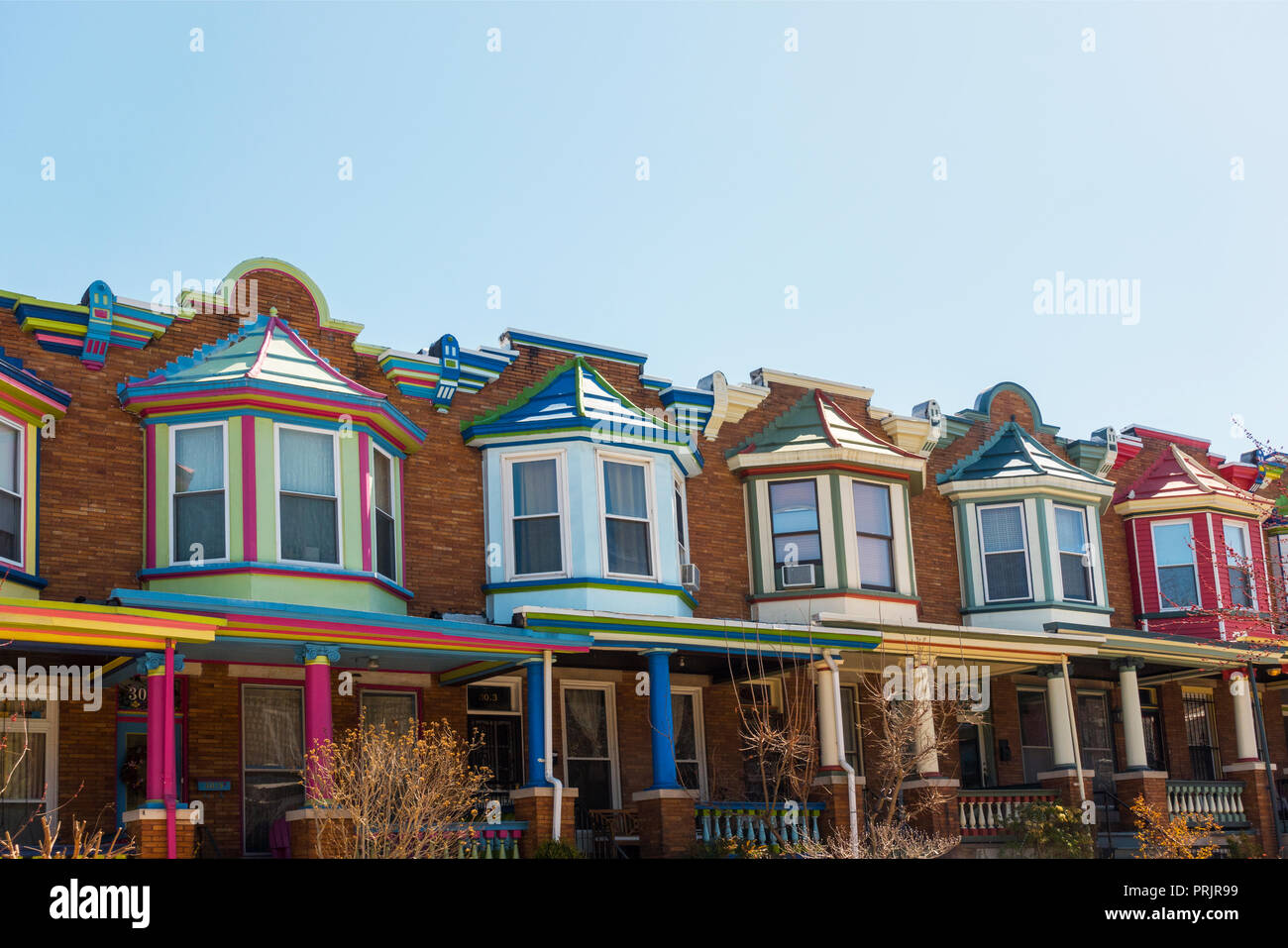Painted Ladies row houses Guilford Avenue Baltimore Maryland Stock ...