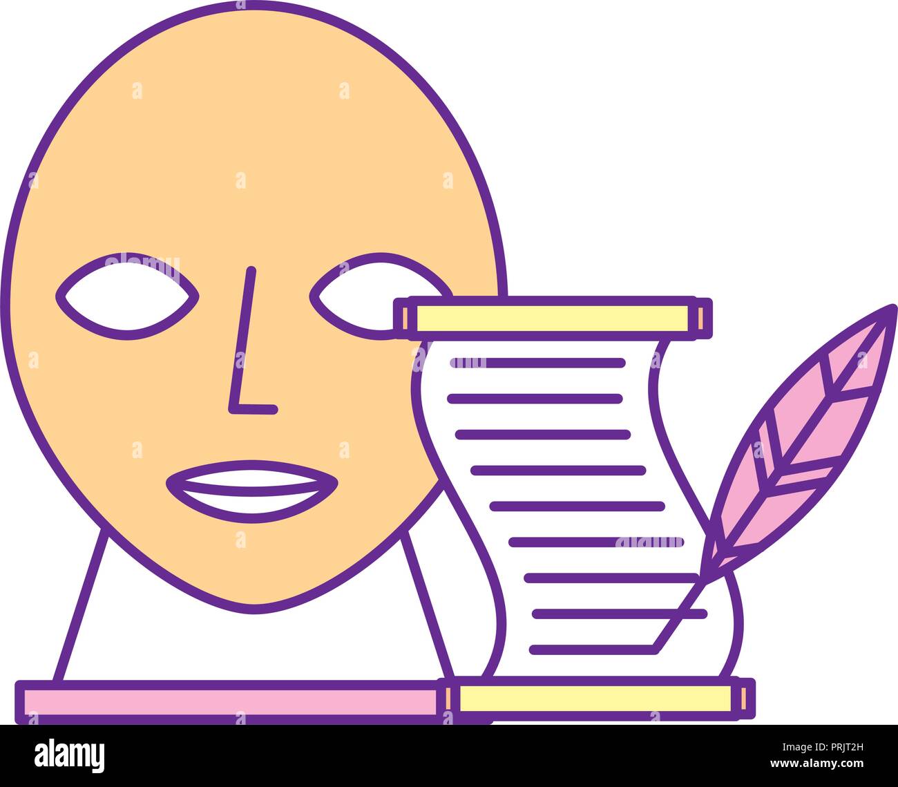 mask sculpture and parchment feather pen exhibition museum Stock Vector ...