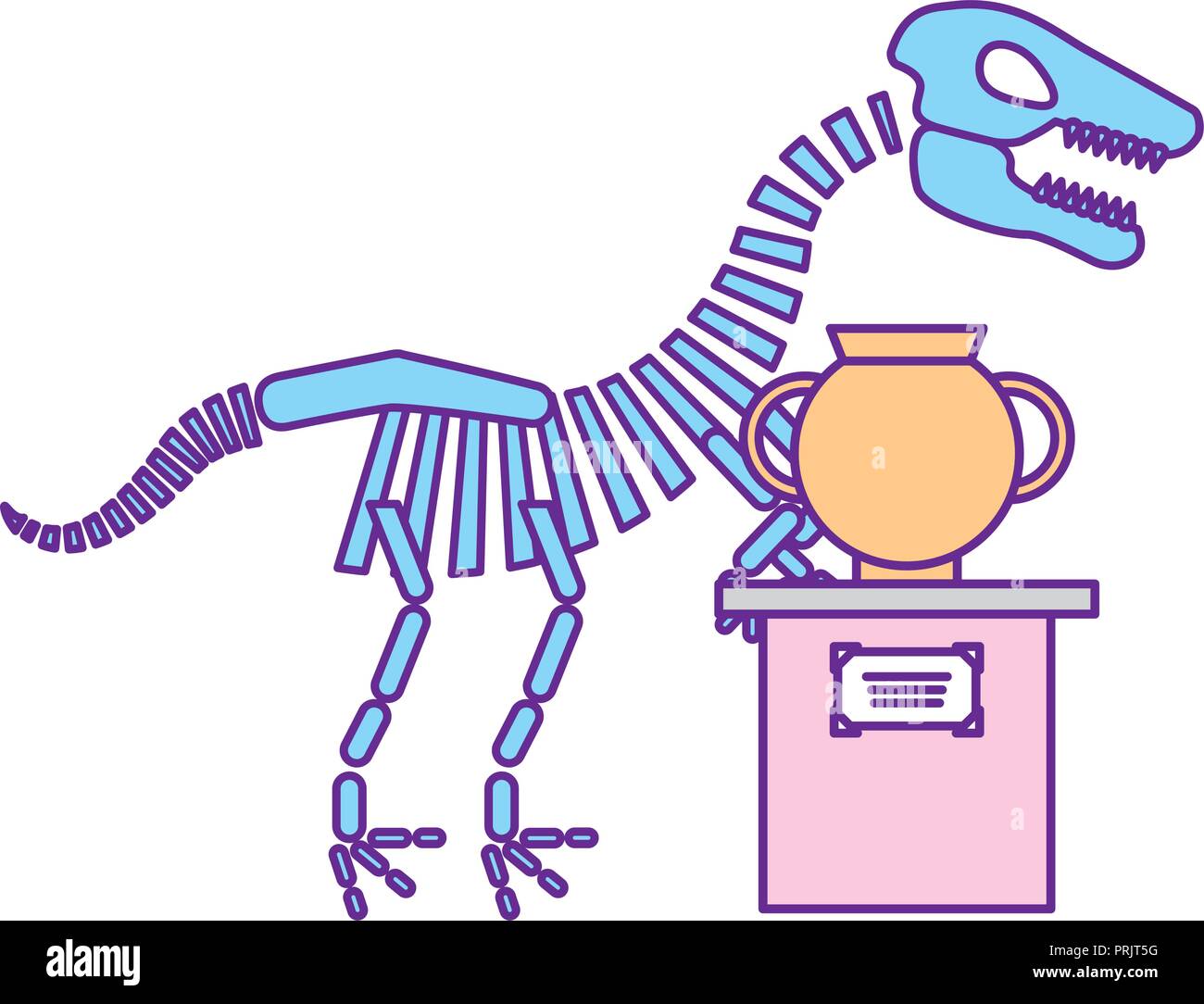 prehistoric dinosaur skeleton and vase exhibition museum Stock Vector ...