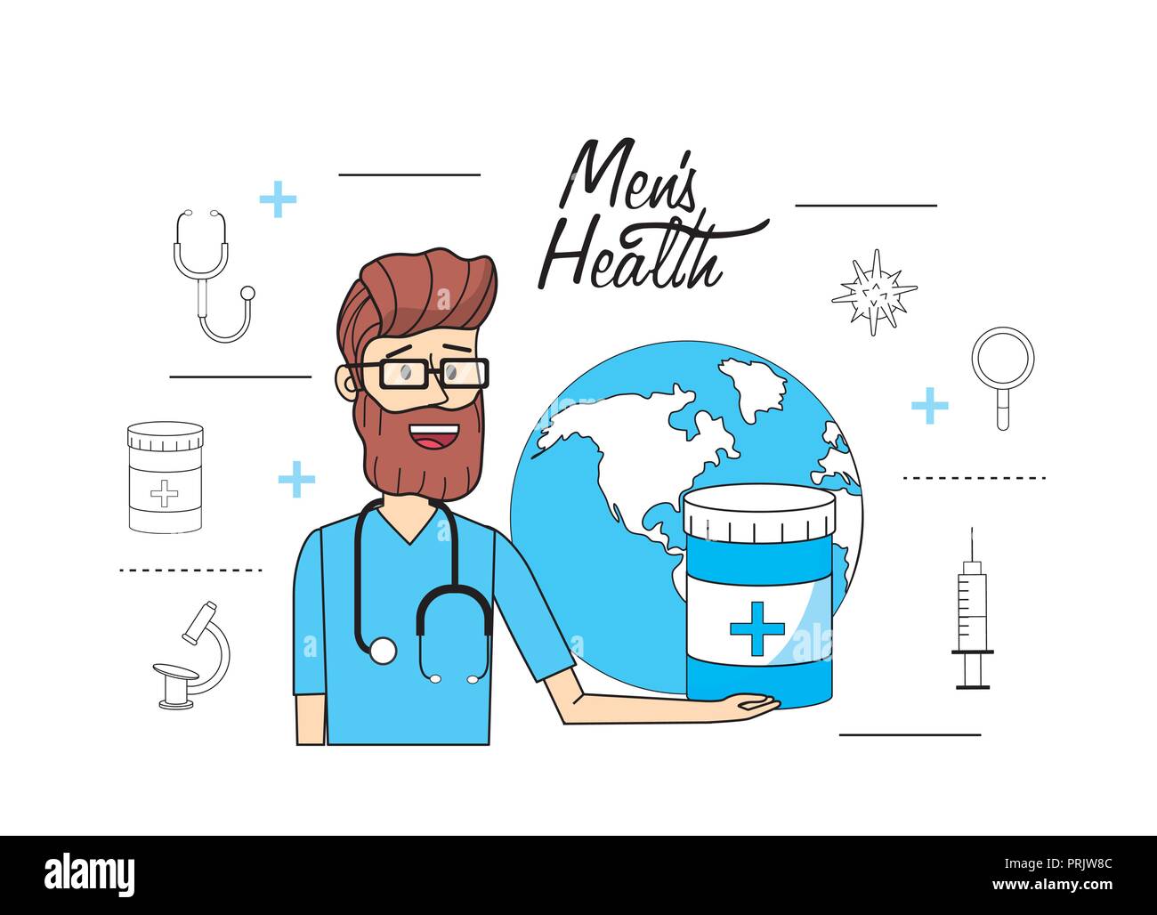 doctor with global planet to mens health Stock Vector Image & Art - Alamy