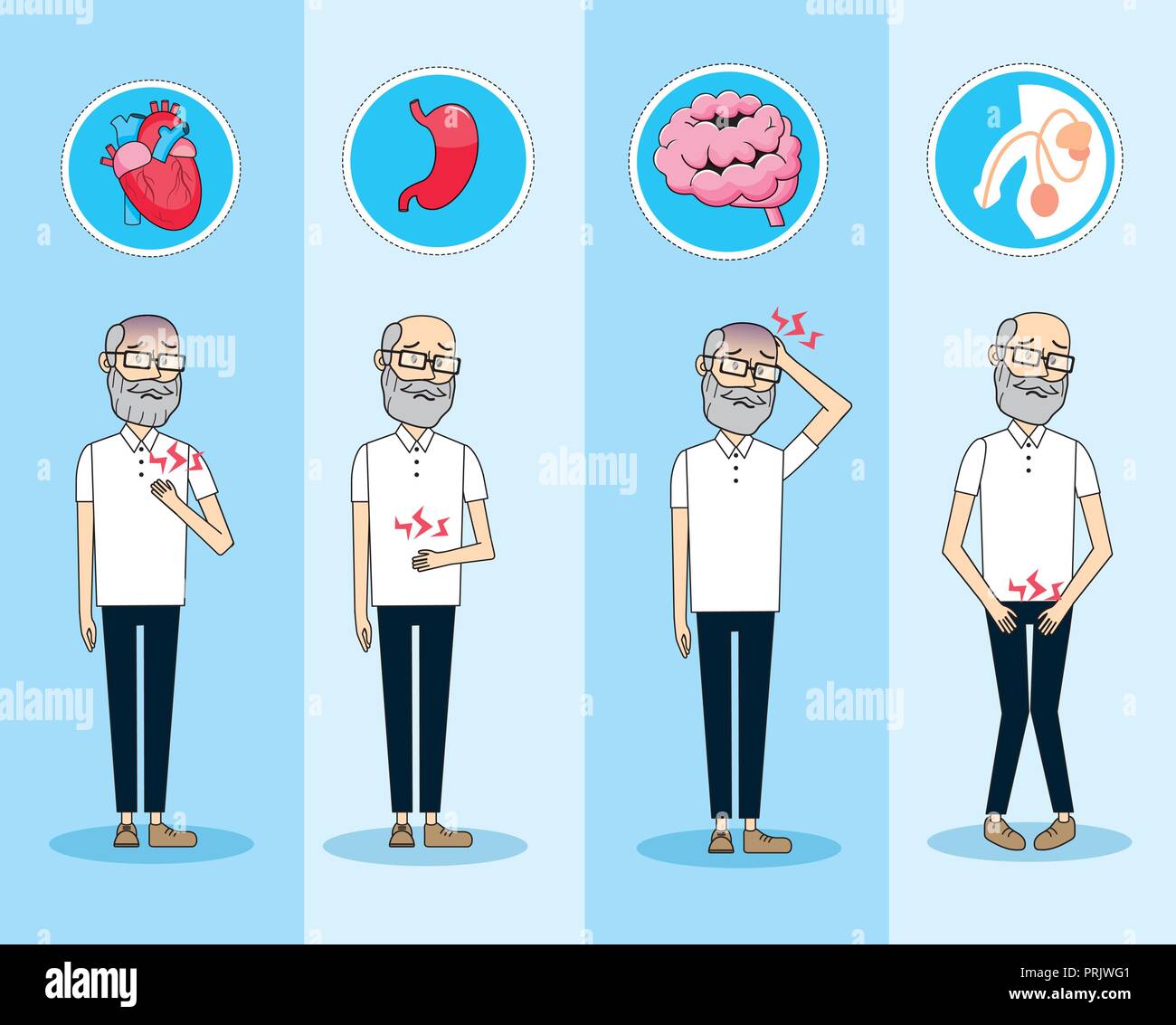 old man with illness control diagnosis prevention Stock Vector Image ...