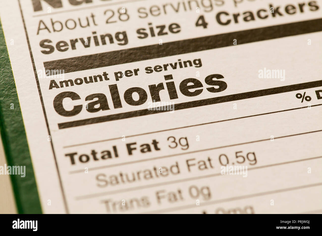 Nutrition facts label - USA Stock Photo - Alamy
