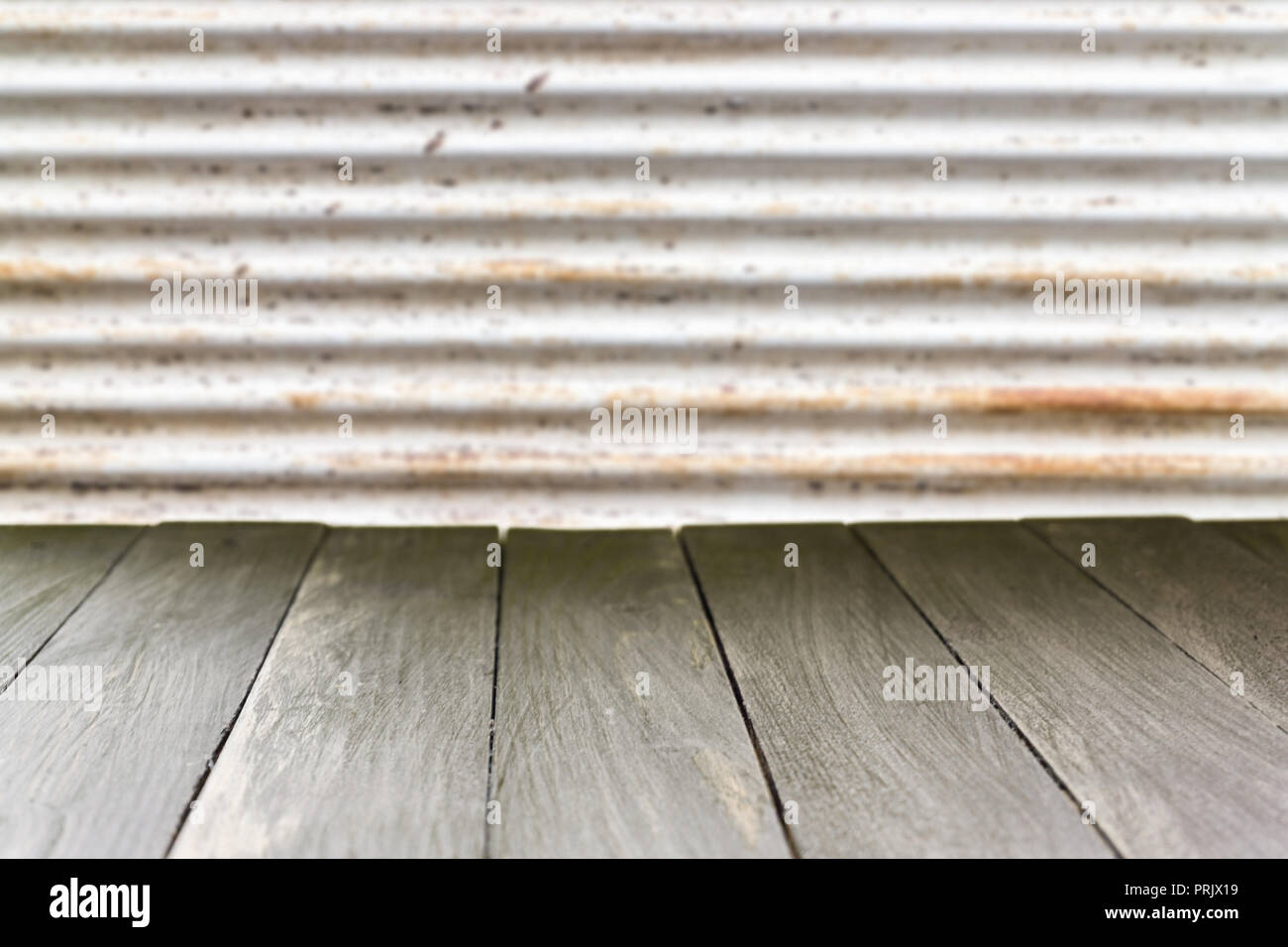 Wooden table backdrop against rustic metal, advertisement backdrop ...