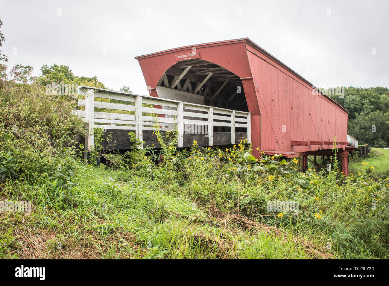 The historic Roseman covered bridge, Winterset, Madison County, Iowa ...