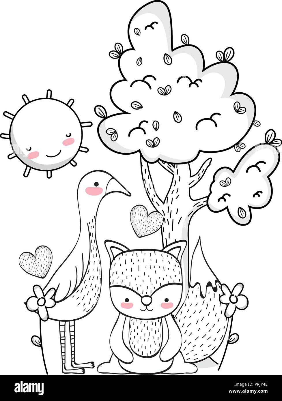 Cute wild animal drawings Stock Vector Images - Alamy