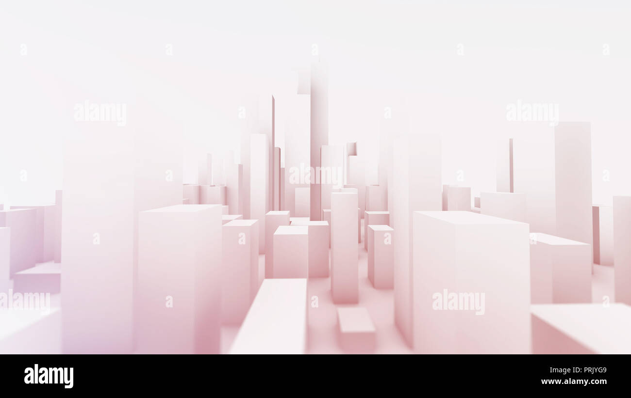 Bright simple city buildings panorama 3D illustration Stock Photo - Alamy