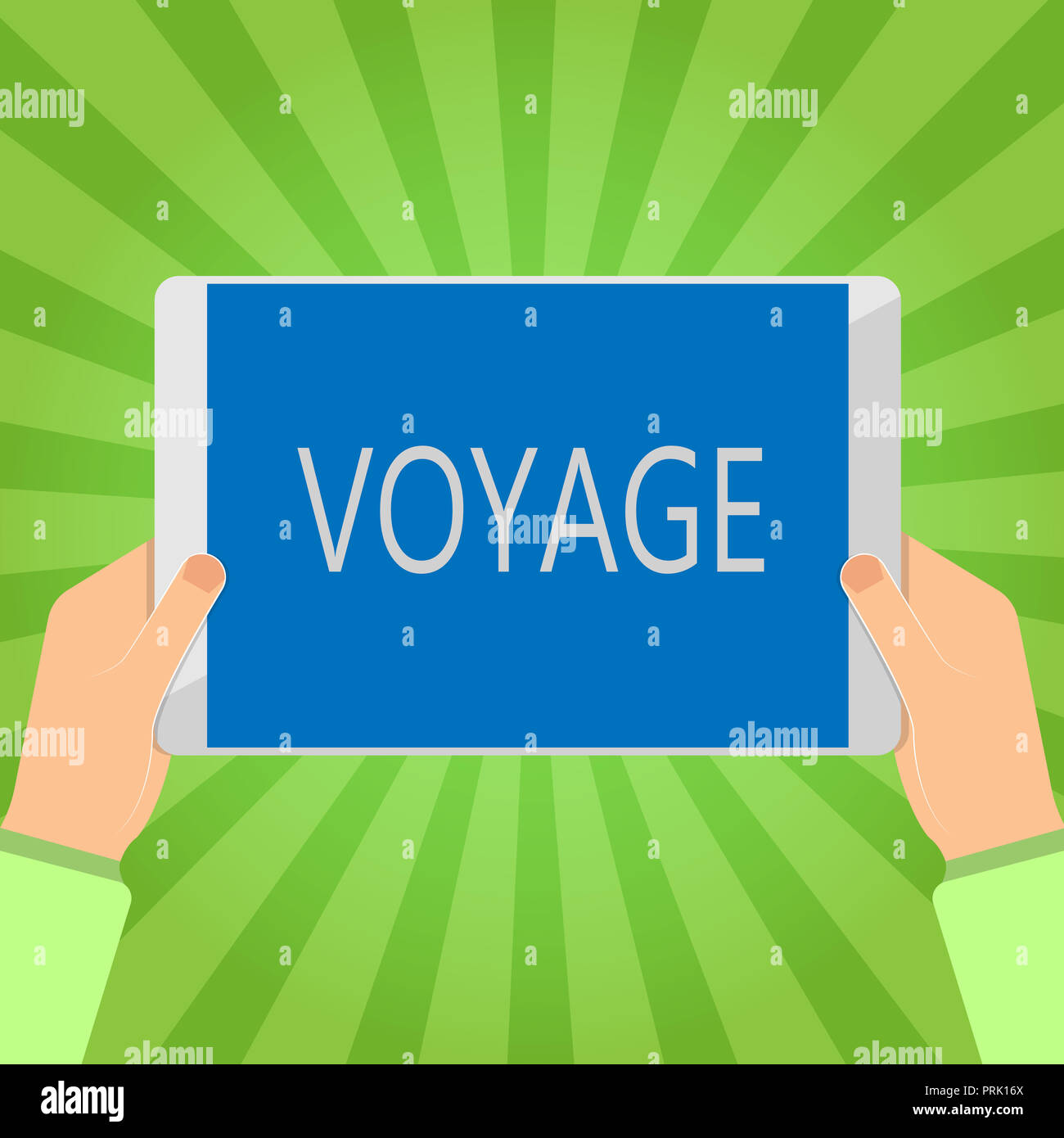 Handwriting text writing Voyage. Concept meaning Long journey involving ...