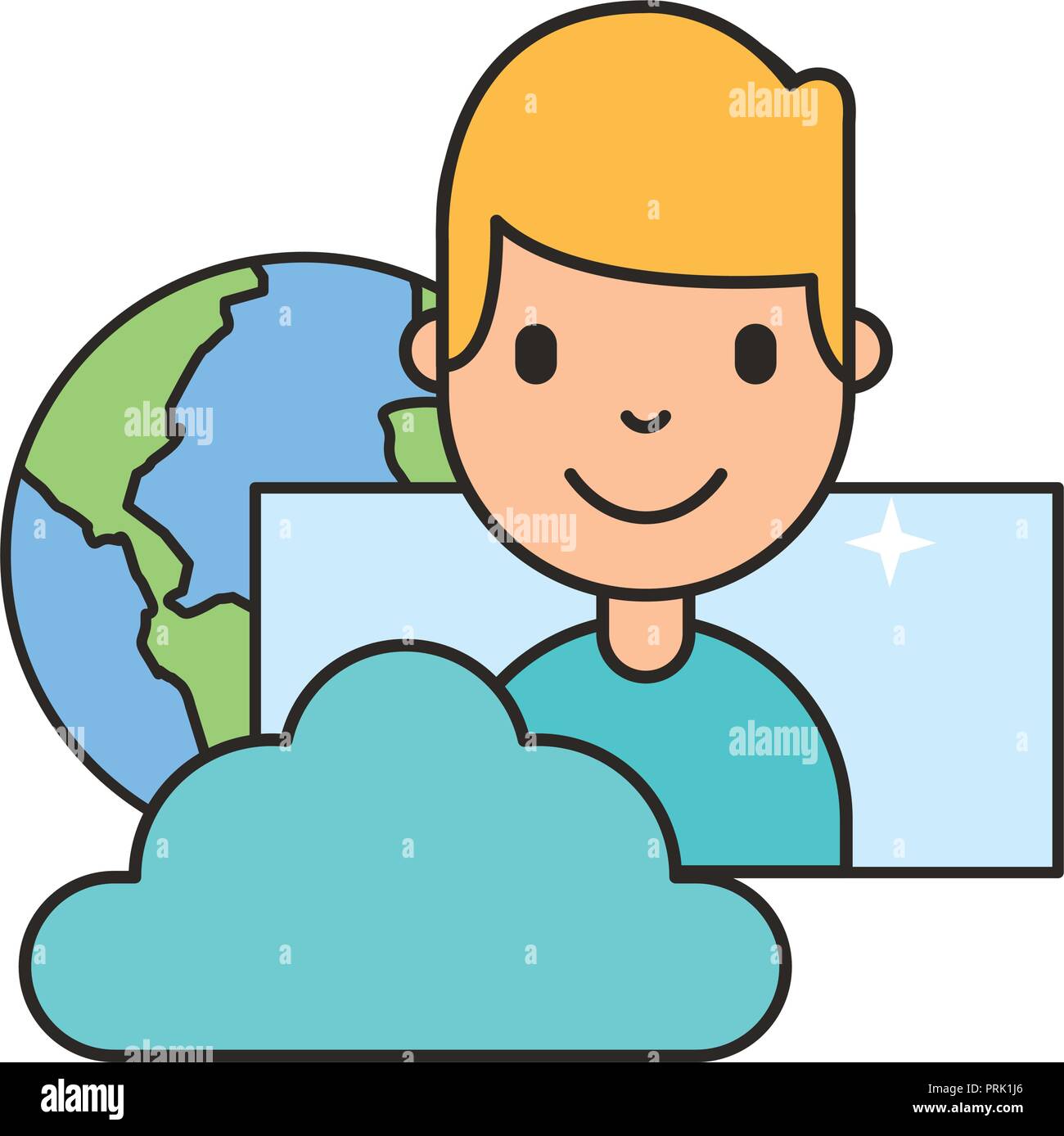 man cartoon world cloud storage social media Stock Vector Image & Art ...