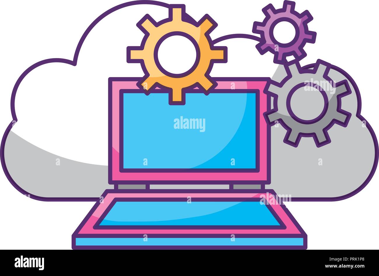 Gear laptop cloud hosting Stock Vector Images - Alamy