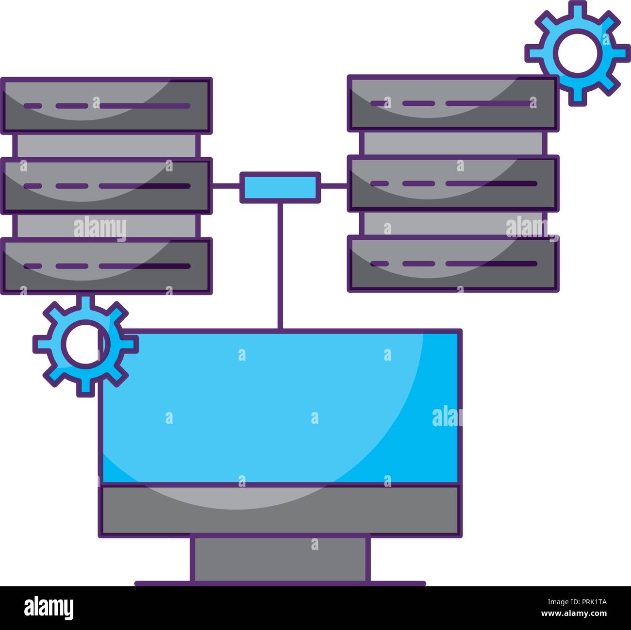 computer connected two database server data storage Stock Vector Image ...