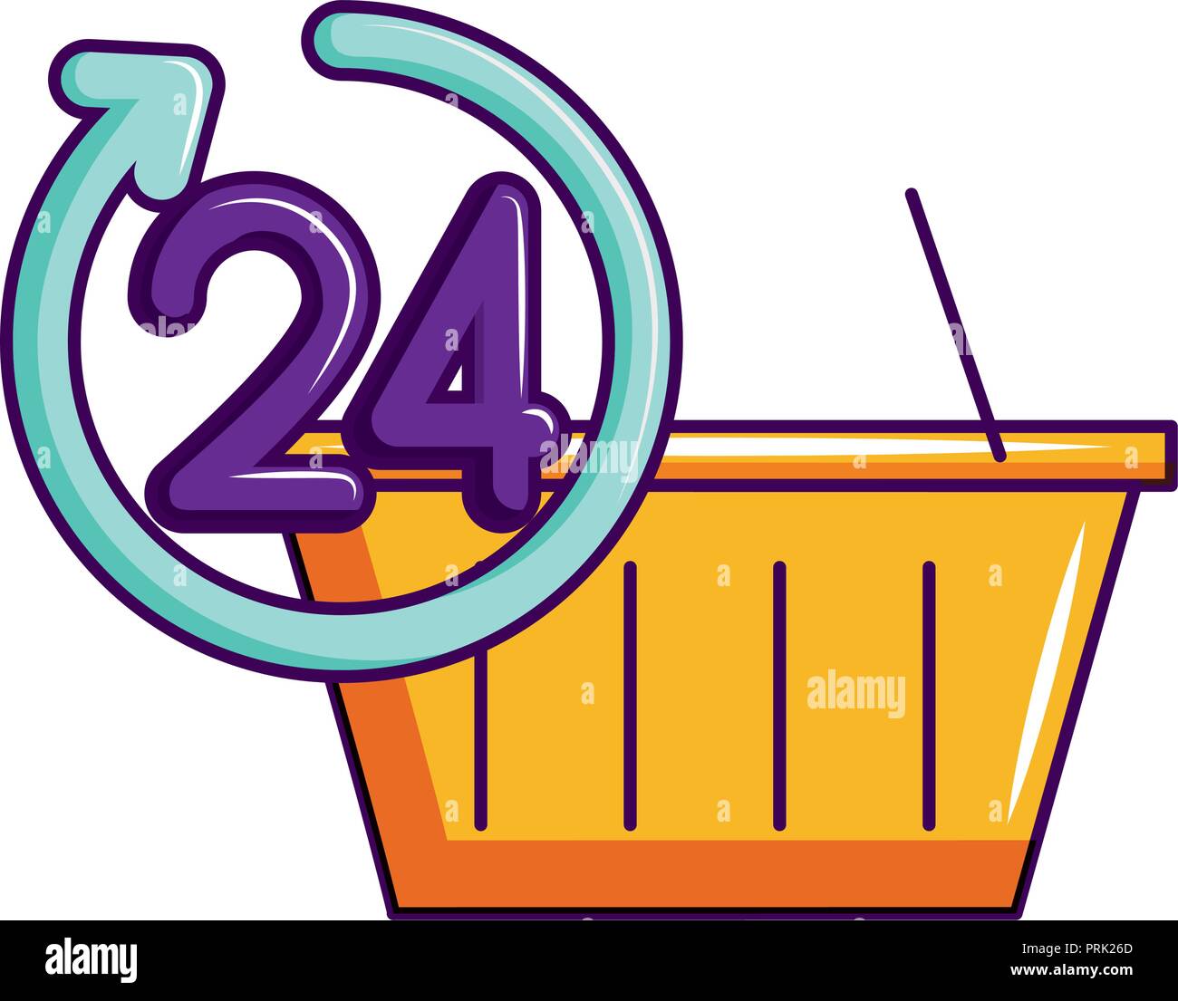 online shopping basket 24 hours isolated Stock Vector Image & Art - Alamy
