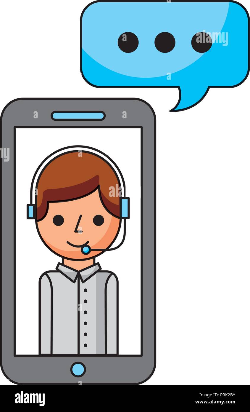 call center boy in smartphone support Stock Vector Image & Art - Alamy