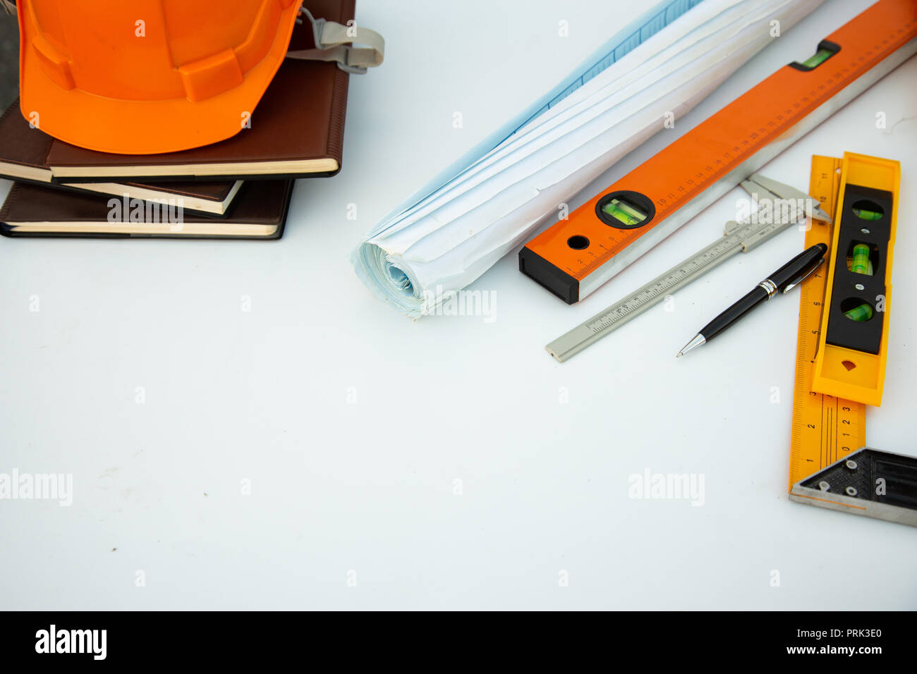construction project ideas concept, With drawing equipmen Stock Photo ...