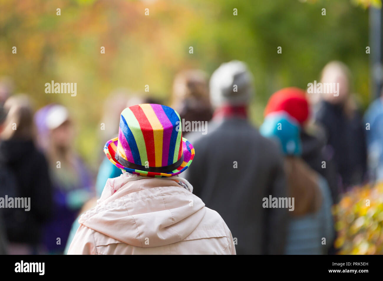 Female with Rainbow Coloured Hat in Pride Parade Stock Photo - Alamy