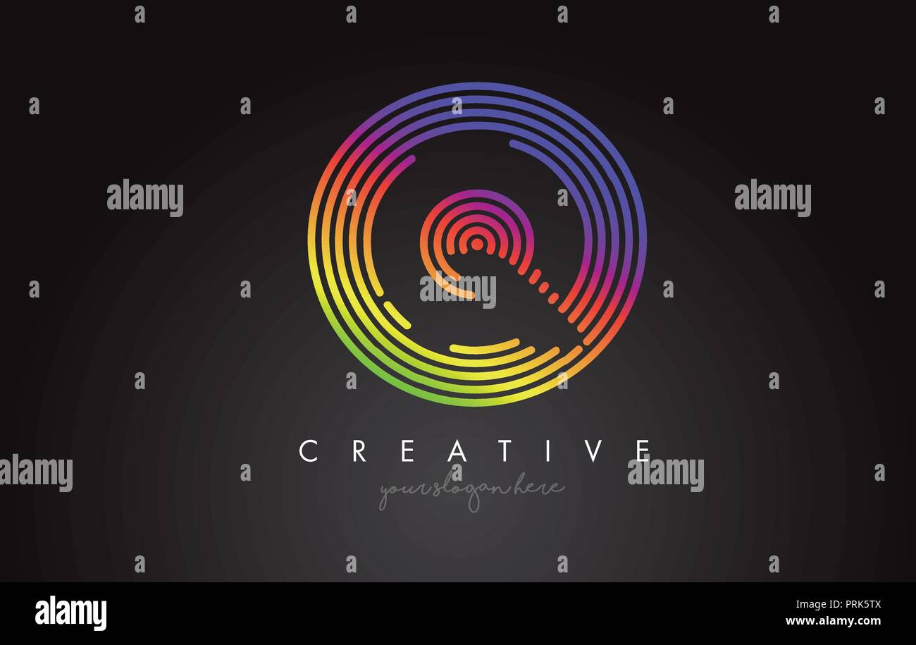 Q Letter Logo Design with Colorful Rainbow Circular Shapes. Vigrant ...