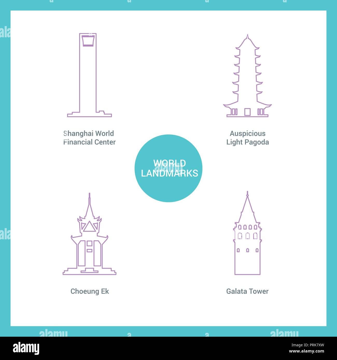 World Famous landmarks and monuments design with white background ...