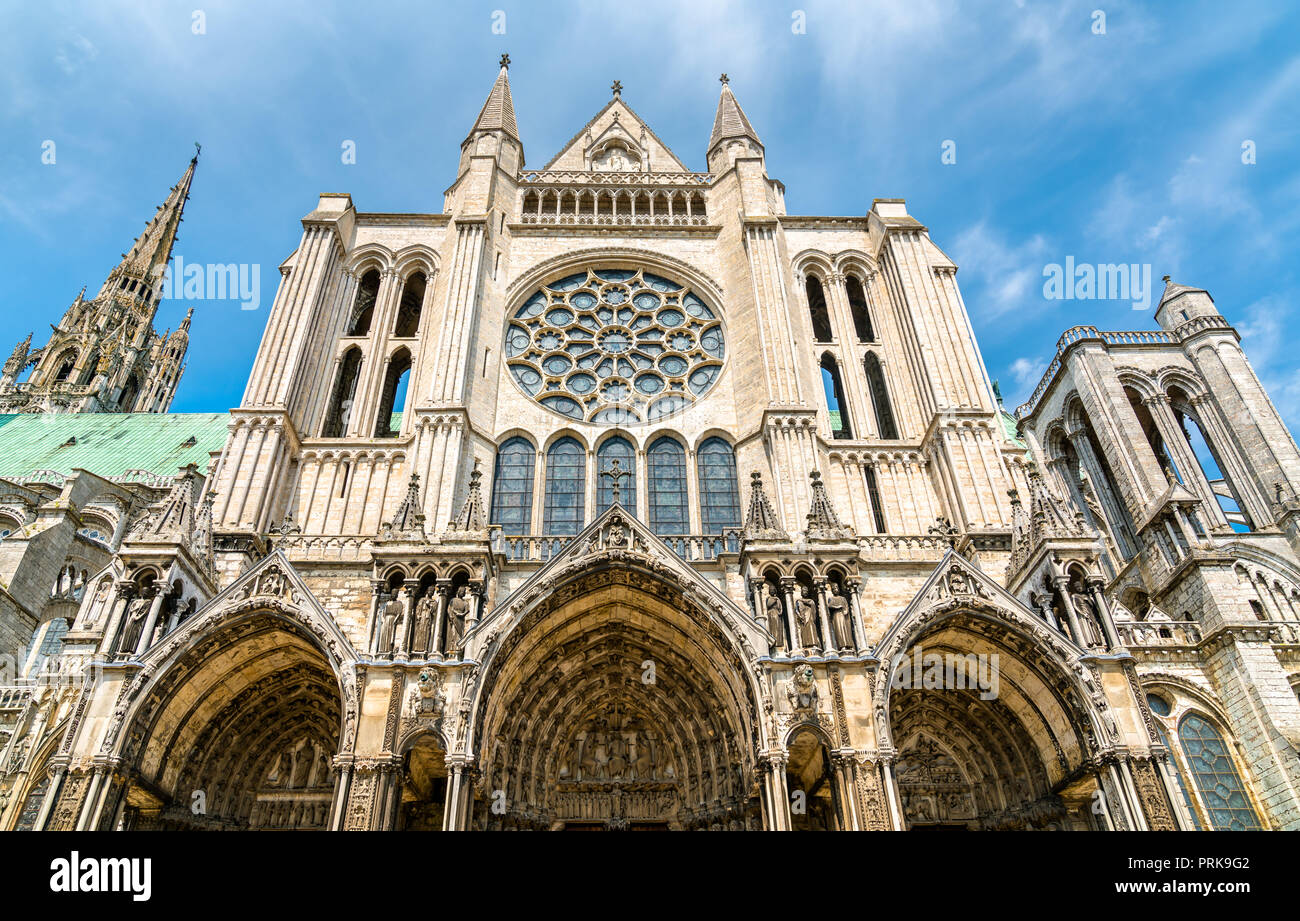 Medieval gothic architecture chartres cathedral hi-res stock ...